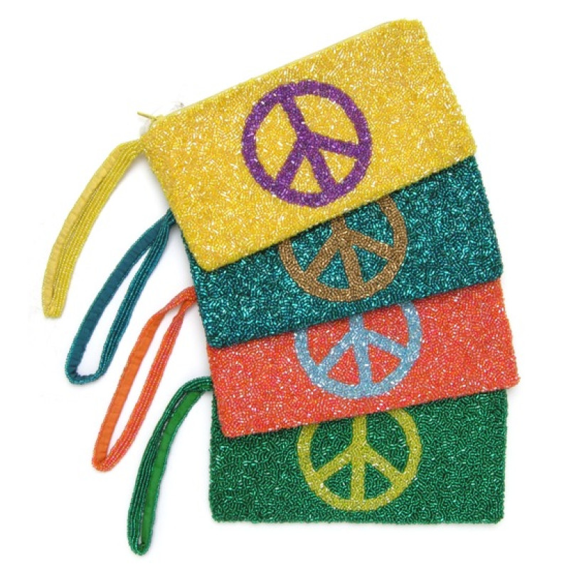 beaded peace bag
