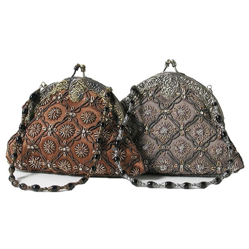 framed silk beaded purse