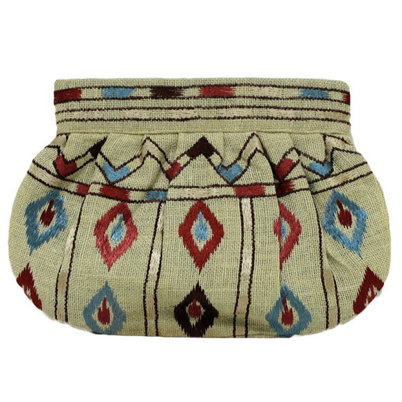 Jute ikat embroidered clutch